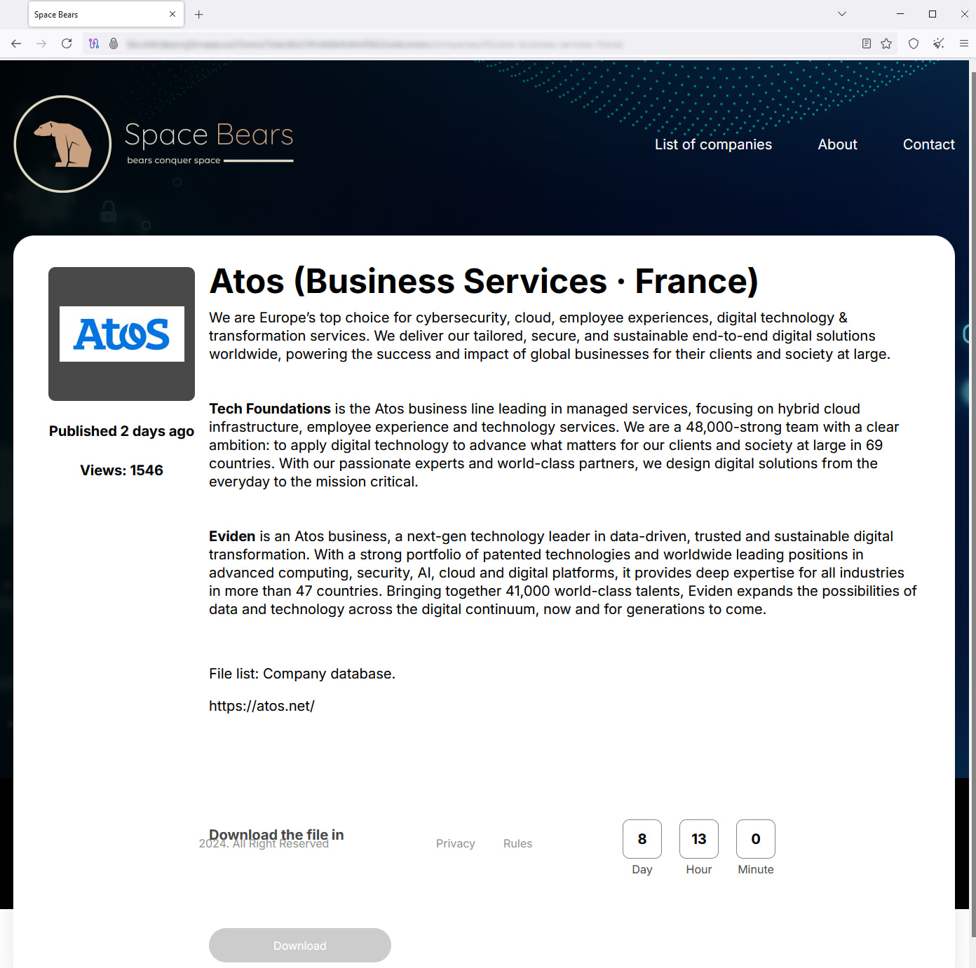 Atos Denies Breach After Space Bears’ Allegations