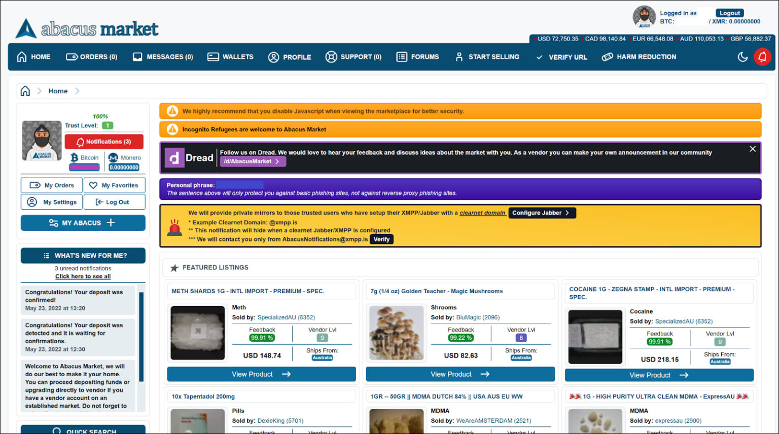 Largest Western Darknet Market Abacus Vanishes in Suspected Exit Scam